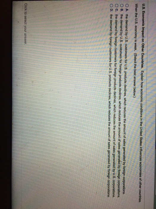 Solved U.S. Economic Impact on Other Countries. Explain how | Chegg.com