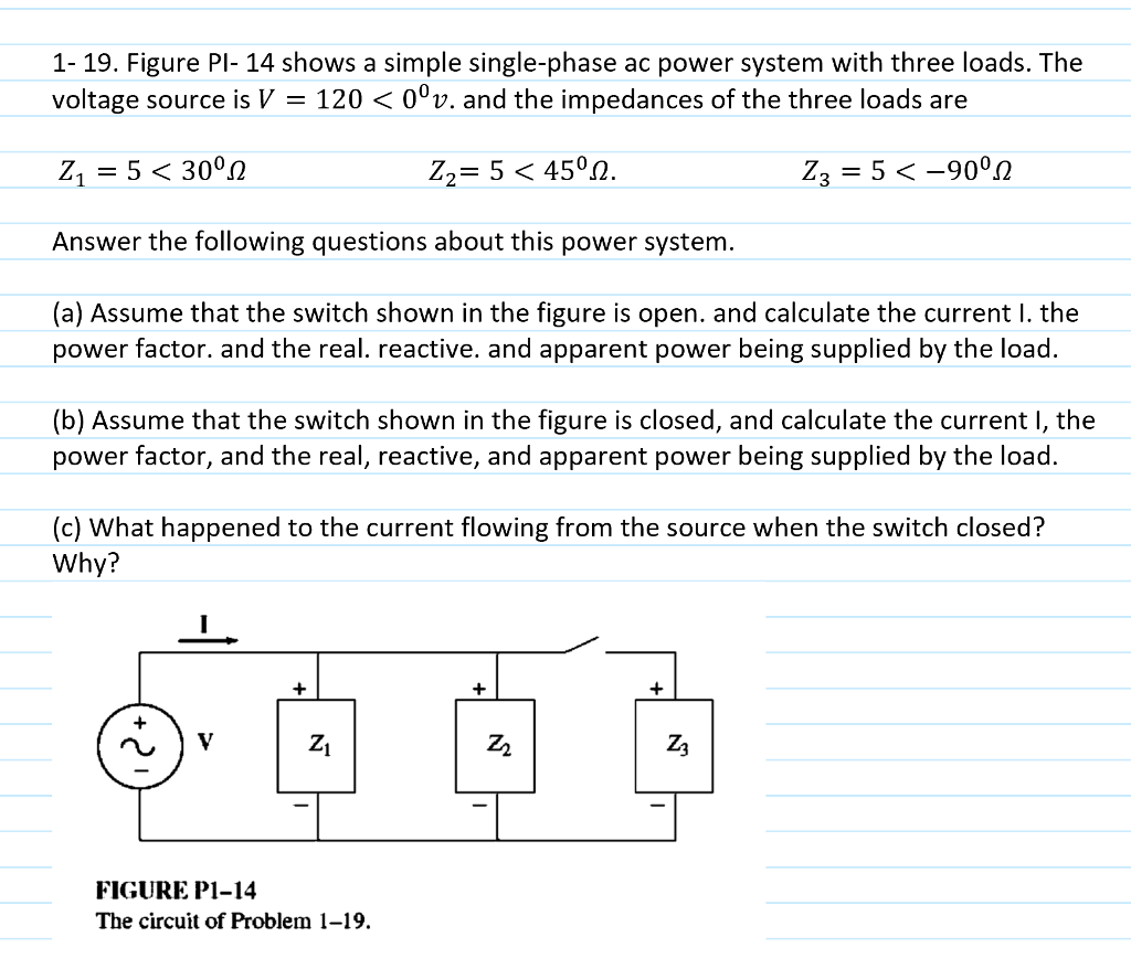Solved 1-19. Figure PI- 14 shows a simple single-phase ac | Chegg.com