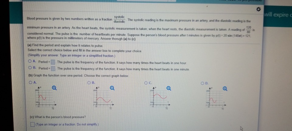 Solved will expire Blood pressure is given by two numbers s | Chegg.com