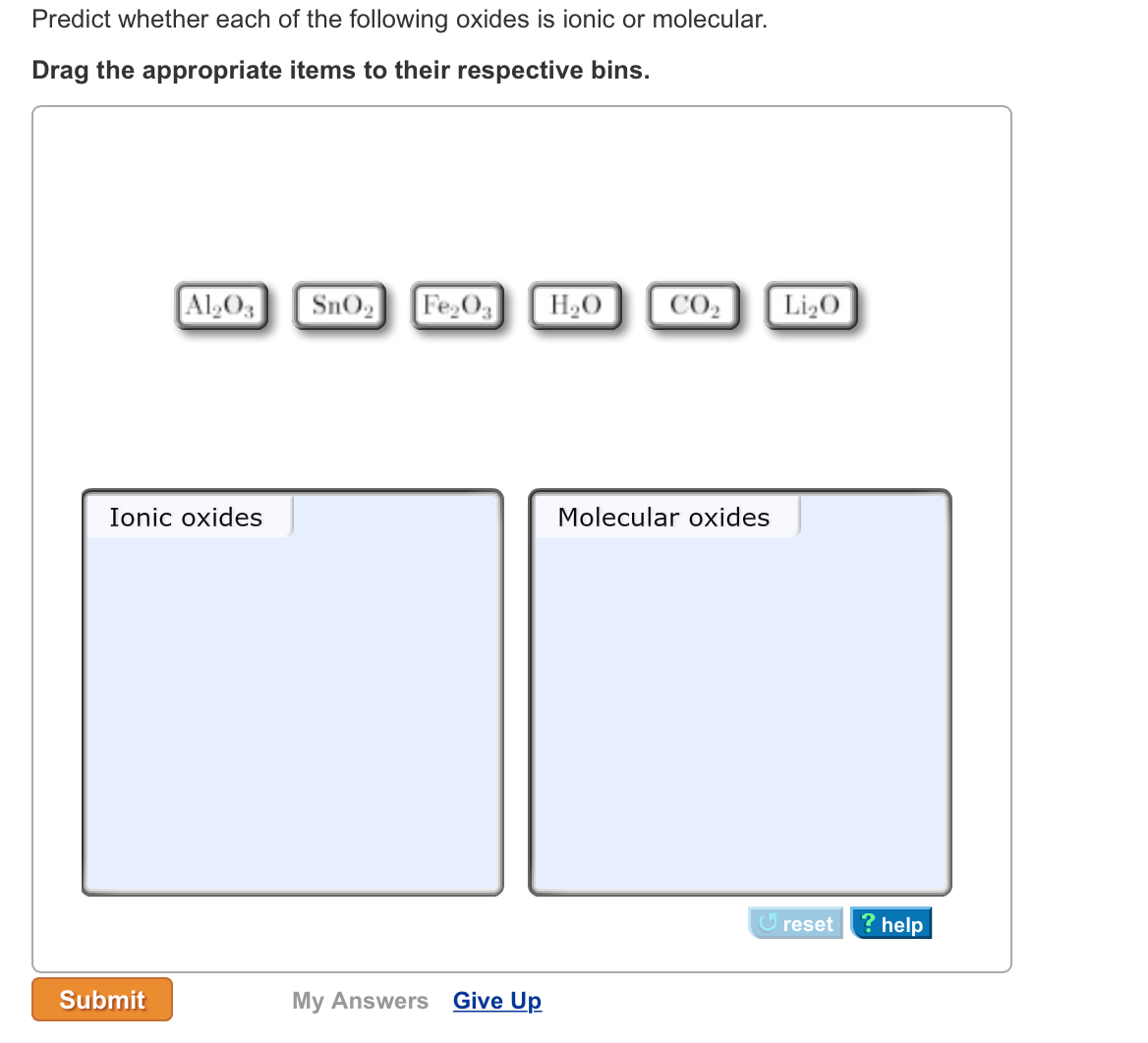 Solved Predict whether each of the following oxides is ionic | Chegg.com