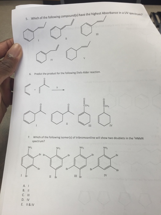 Solved Which of the following compound(s) have the heighest | Chegg.com