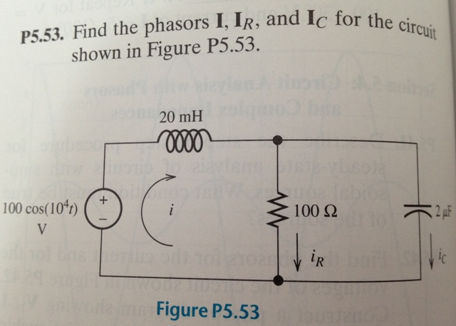 Solved Find the phasors I, IR, and IC for the circuit shown | Chegg.com