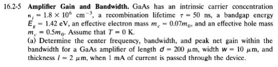 Solved Amplifier Gain And Bandwidth Gas Has An Intrinsic