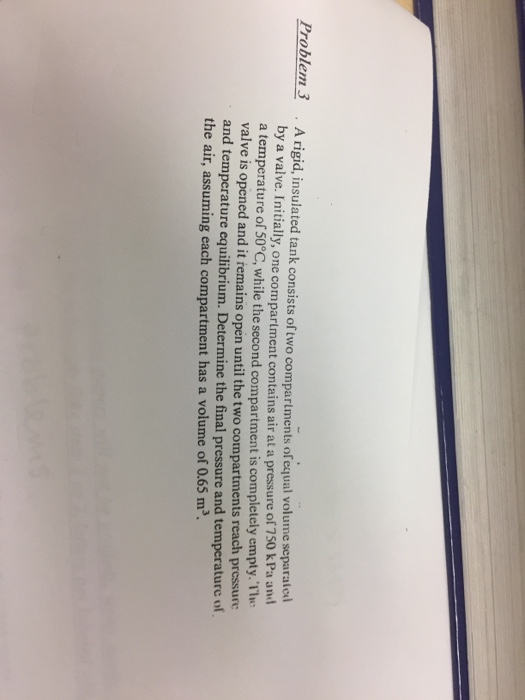 Solved A rigid, insulated tank consists of two compartments | Chegg.com