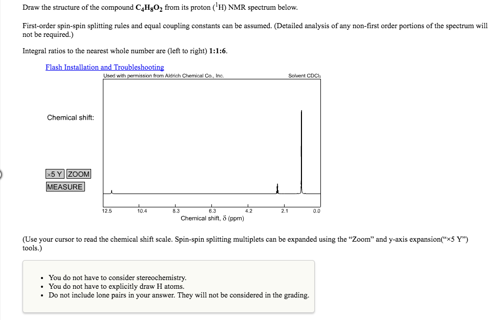 Solved Draw the structure of the compound C4H8O2 from its | Chegg.com