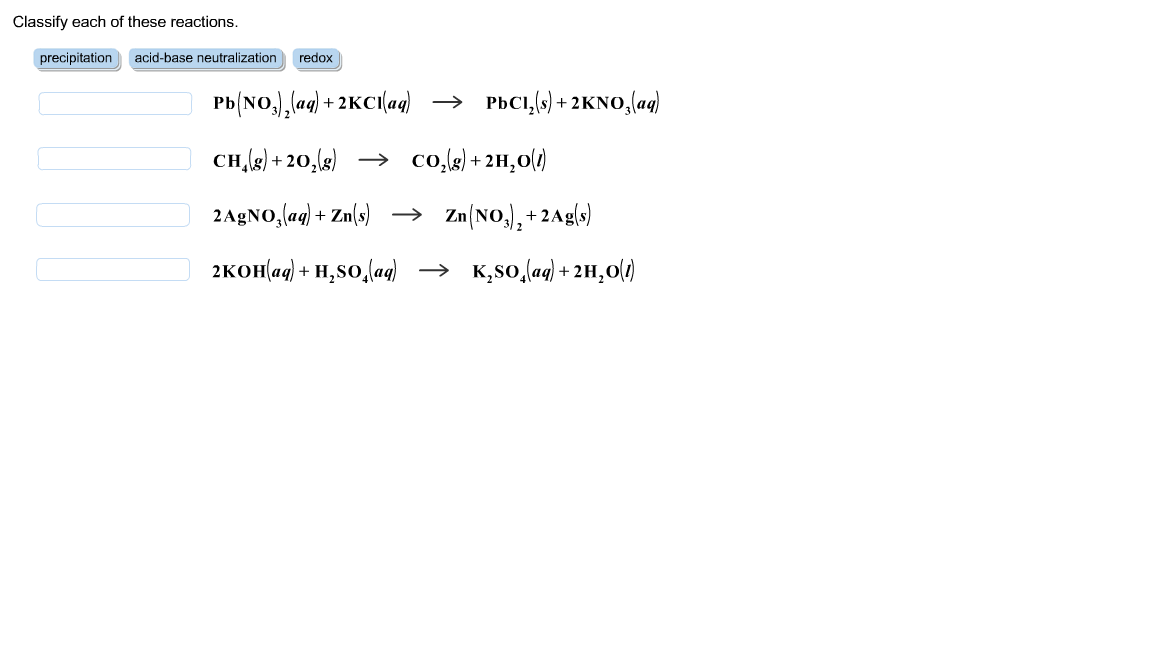 Solved Classify Each Of These Reactions