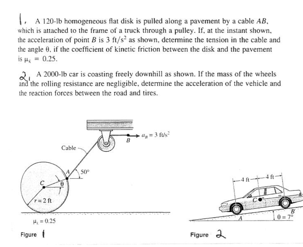 Solved A 120-lb homogeneous flat disk is pulled along a | Chegg.com