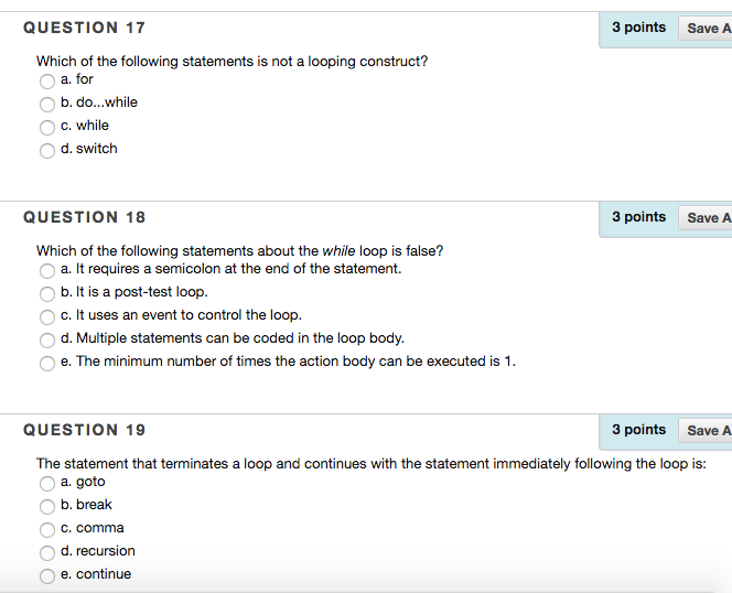 Solved QUESTION 17 3 points SaveA Which of the following | Chegg.com