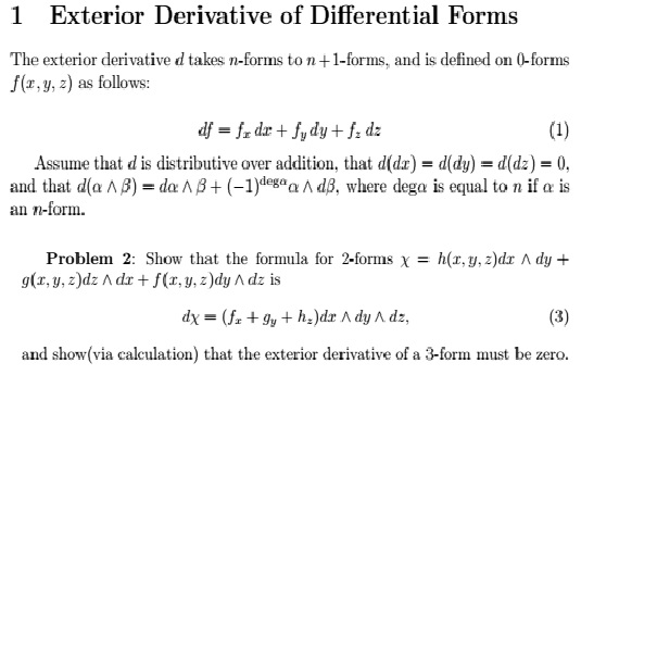 Solved Exterior Derivative of Differential Forms The | Chegg.com