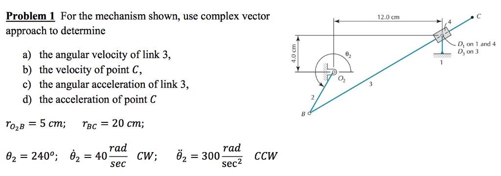 Solved For the mechanism shown, use complex vector approach | Chegg.com