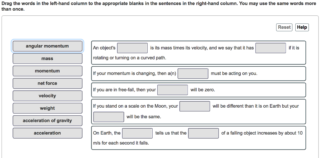 Solved Drag the words in the left-hand column to the | Chegg.com