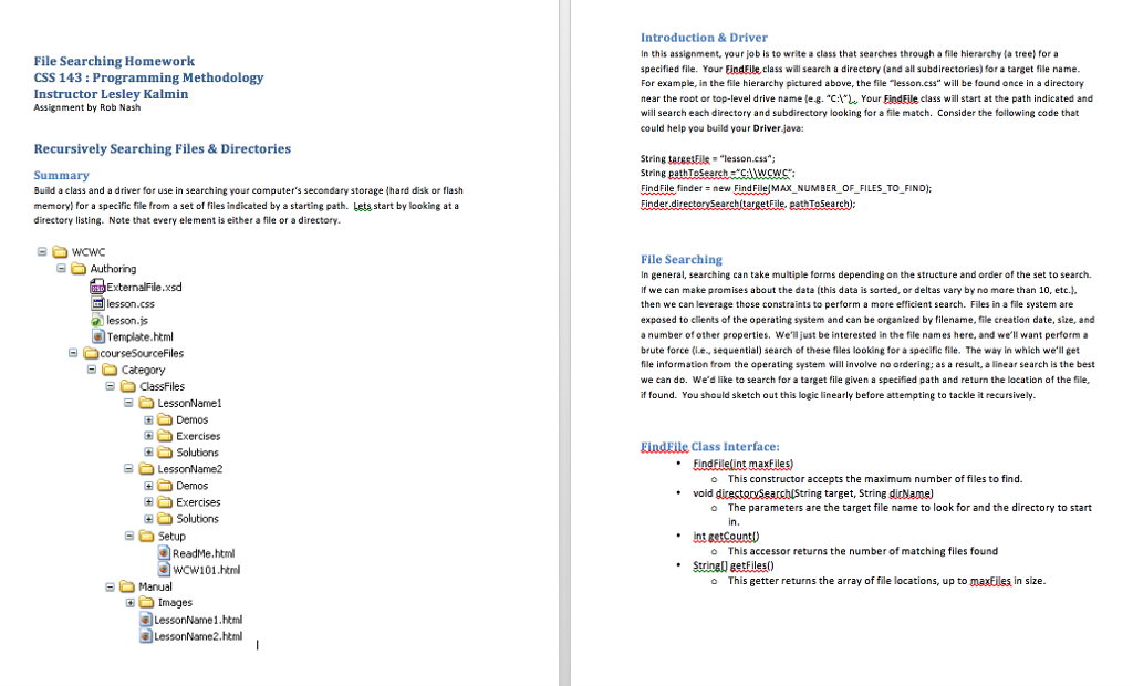 Solved File Searching Homework CSS 143: Programming | Chegg.com