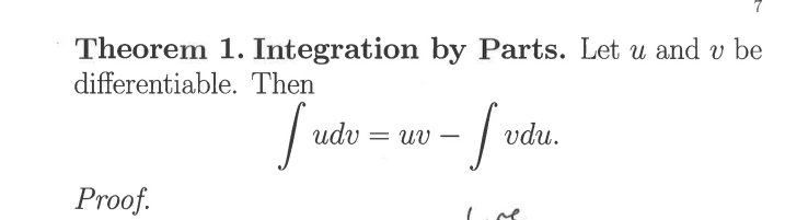 Solved Theorem 1. Integration by Parts. Let u and v be | Chegg.com Solved Theorem 1. Integration by Parts. Let u and v be | Chegg.com
