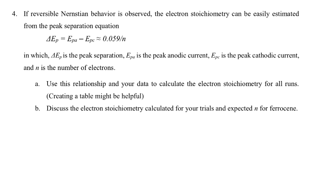 If reversible Nernstian behavior is observed, the | Chegg.com