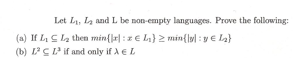 Let Li, L2 and L be non-empty languages. Prove the | Chegg.com
