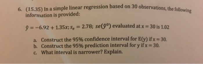 Solved In a simple linear regression based on 30 | Chegg.com