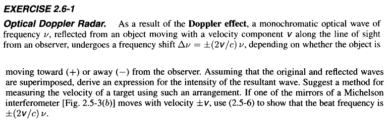 Optical Doppler Radar. As a result of the Doppler | Chegg.com