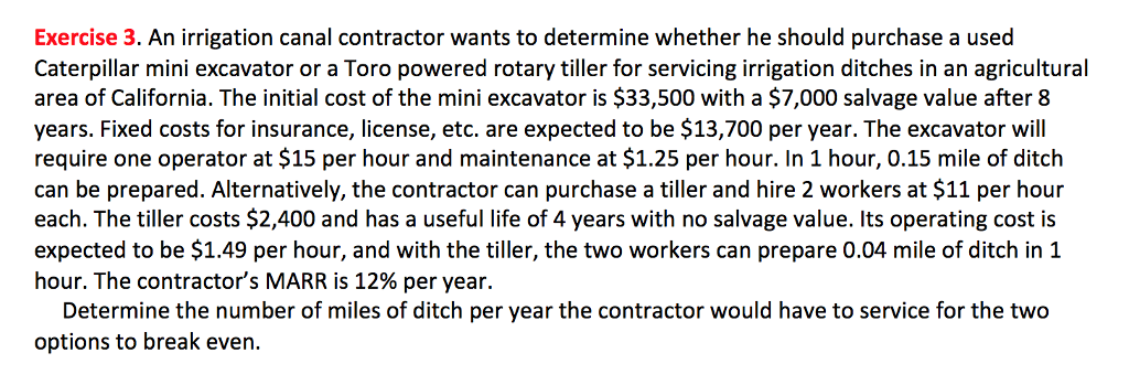 Solved An irrigation canal contractor wants to determine | Chegg.com