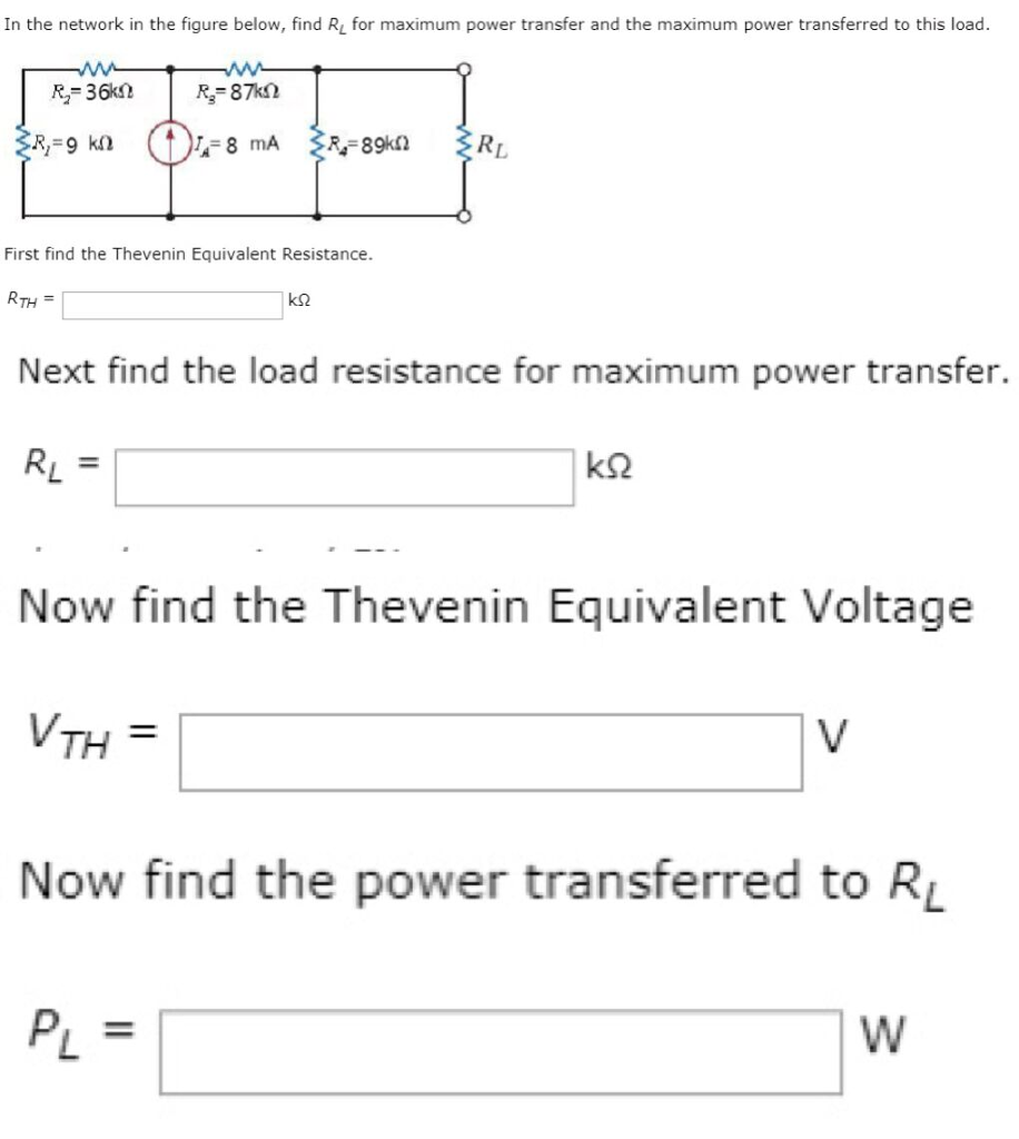 Solved In the network in the figure below, find RL for | Chegg.com