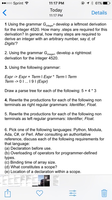 Solved Using the grammar G_integer develop a leftmost | Chegg.com