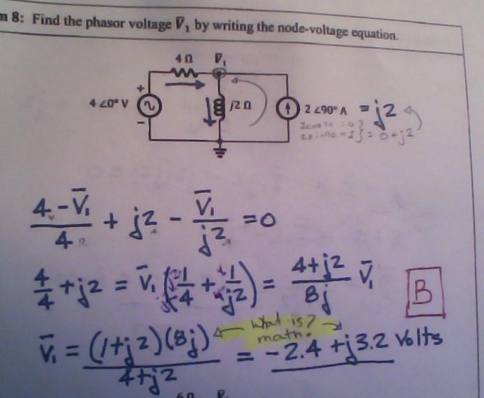 Solved Find the phasor voltage V^bar_1 by writing the | Chegg.com