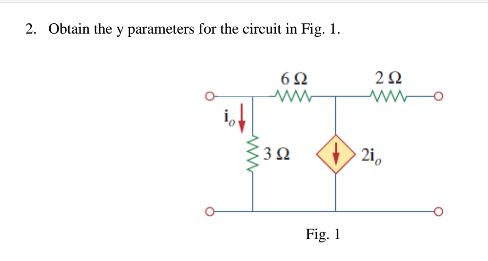 Solved Obtain the y parameters for the circuit in Fig. 1. | Chegg.com