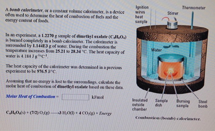 Solved A bomb calorimeter, or constant volume calorimeter, | Chegg.com
