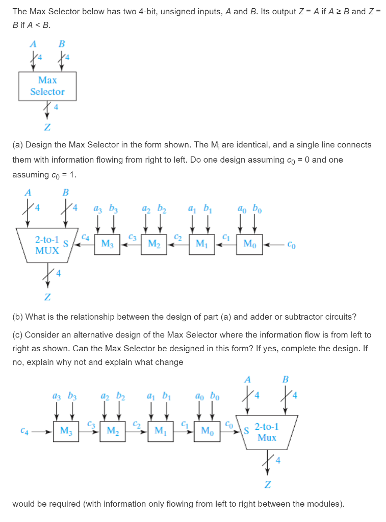 Solved The Max Selector Below Has Two 4 Bit Unsigned 
