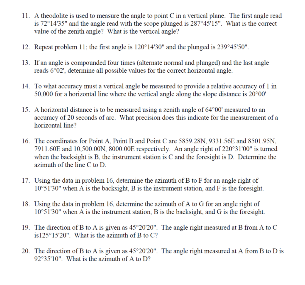 Solved A theodolite is used to measure the angle to point C | Chegg.com