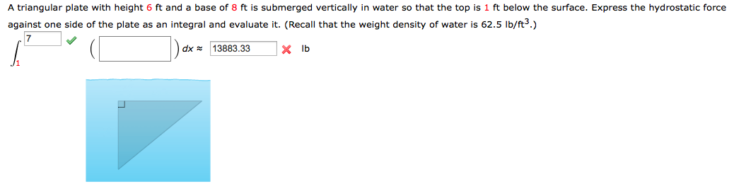 Solved A triangular plate with height 6 ft and a base of 8 | Chegg.com