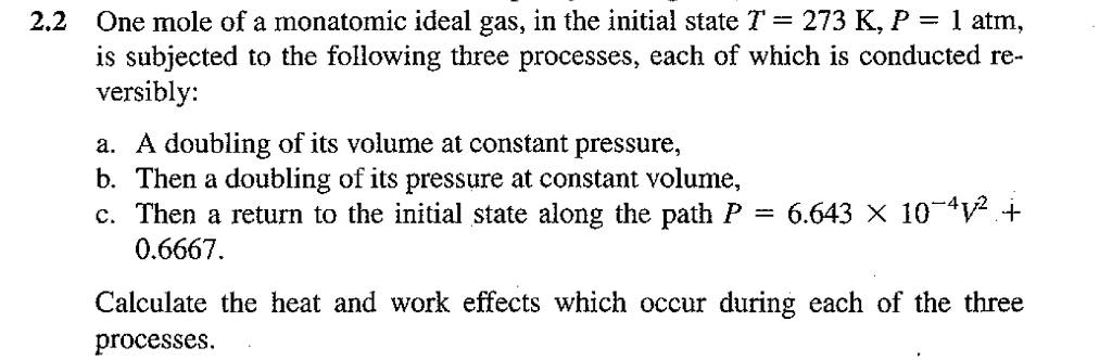 Solved One mole of a monatomic ideal gas, in the initial | Chegg.com