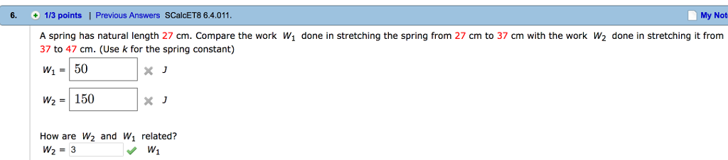 Solved A spring has natural length 27 cm. Compare the work | Chegg.com
