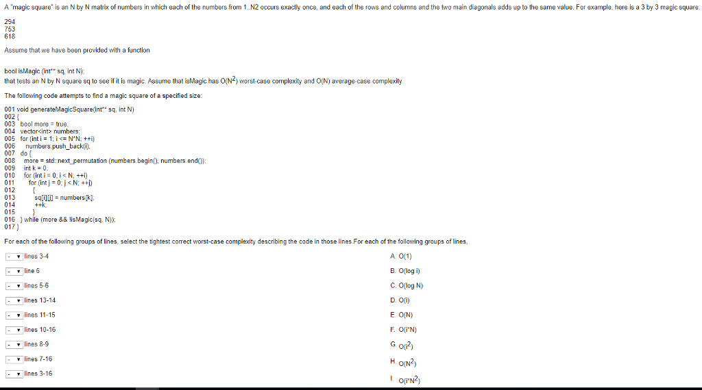 Solved A "magic square is an N by N matrix of numbers in | Chegg.com