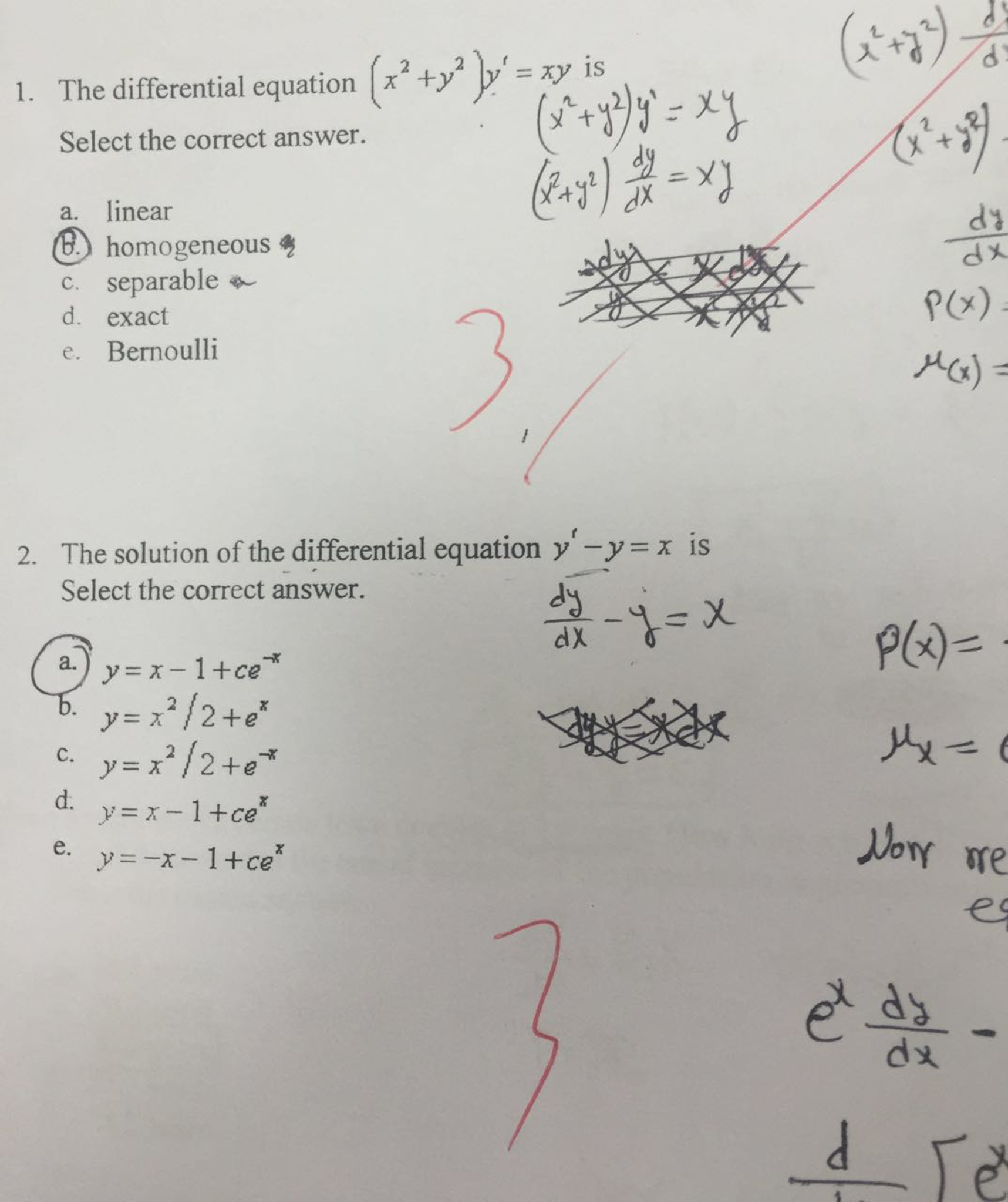 Solved The Differential Equation x 2 Y 2 y Xy Is Chegg