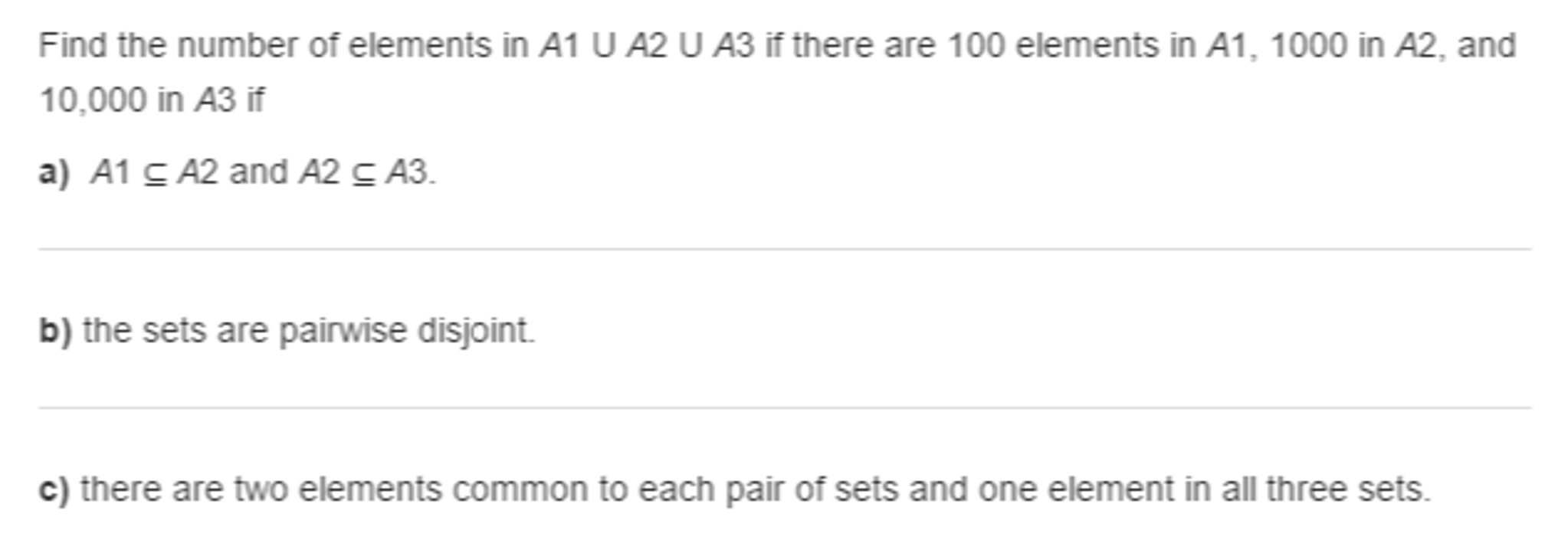 Find the number of elements in A1 union A2 union A3 | Chegg.com