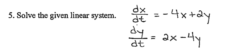 Solved 5. Solve the given linear system. dt dt | Chegg.com