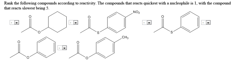 Solved Rank the following compounds according to reactivity. | Chegg.com