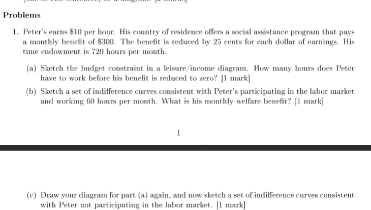 Solved Problems 1. Peter's earns $10 per hour. His country | Chegg.com