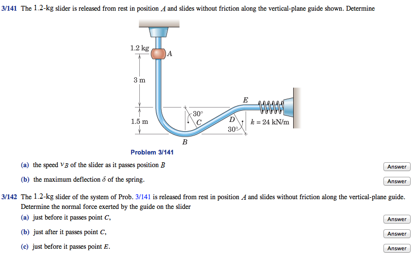 Solved The 1.2-kg slider is released from rest in position A | Chegg.com