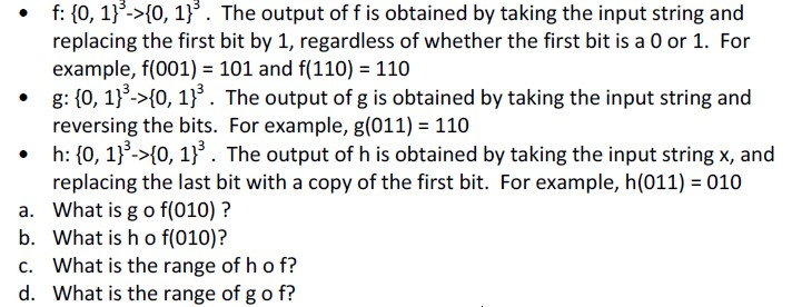 Solved , 3 f: {0,1} replacing the first bit by 1, regardless | Chegg.com
