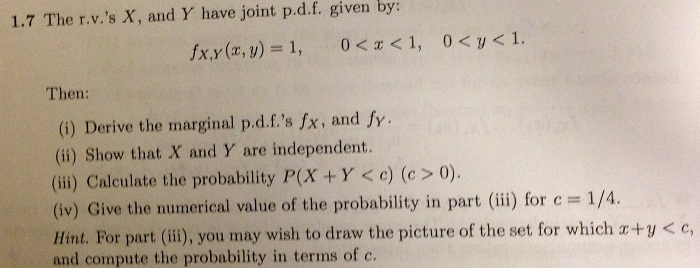 The r.v.'s X, and Y have joint p.d.f. given by: | Chegg.com