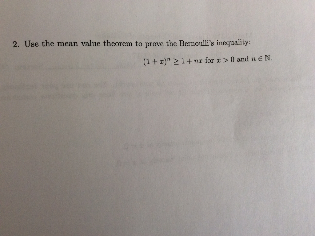 Use the mean value theorem to prove the Bernoulli's | Chegg.com