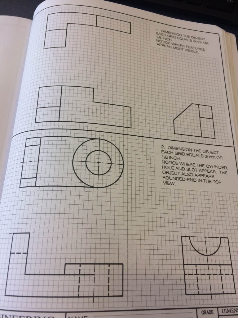 Solved Dimension the object each grid equals 3mm or 1/8 | Chegg.com