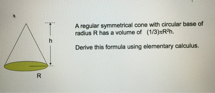 Solved A regular symmetrical cone with circular base of | Chegg.com