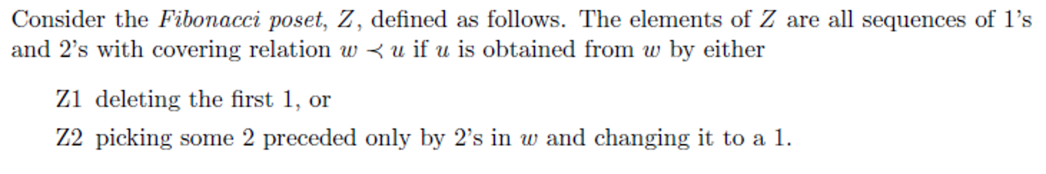 Solved Consider the Fibonacci poset, Z, defined as follows. | Chegg.com