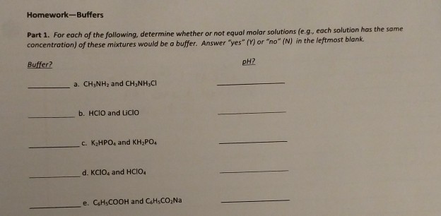 Solved Homework-Buffers For each of the following, determine | Chegg.com