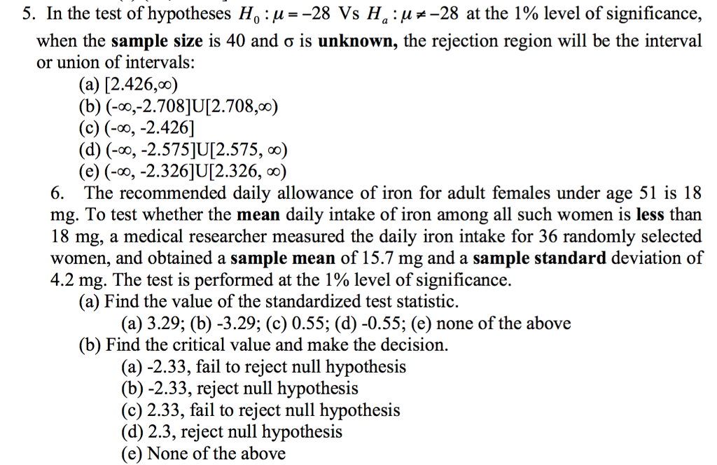 Solved In the test of hypotheses H_0: mu, = -28 V_s H_a: mu | Chegg.com