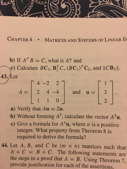 Solved If A^T B = C, what is A? and Calculate BC_1, B_1^T | Chegg.com