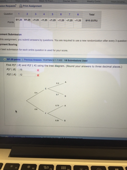 Solved Find P(F | B) and P(E | A) using the tree diagram. | Chegg.com