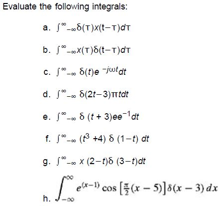 Solved Unit Impulse Integrals. I need help only with d,e and | Chegg.com